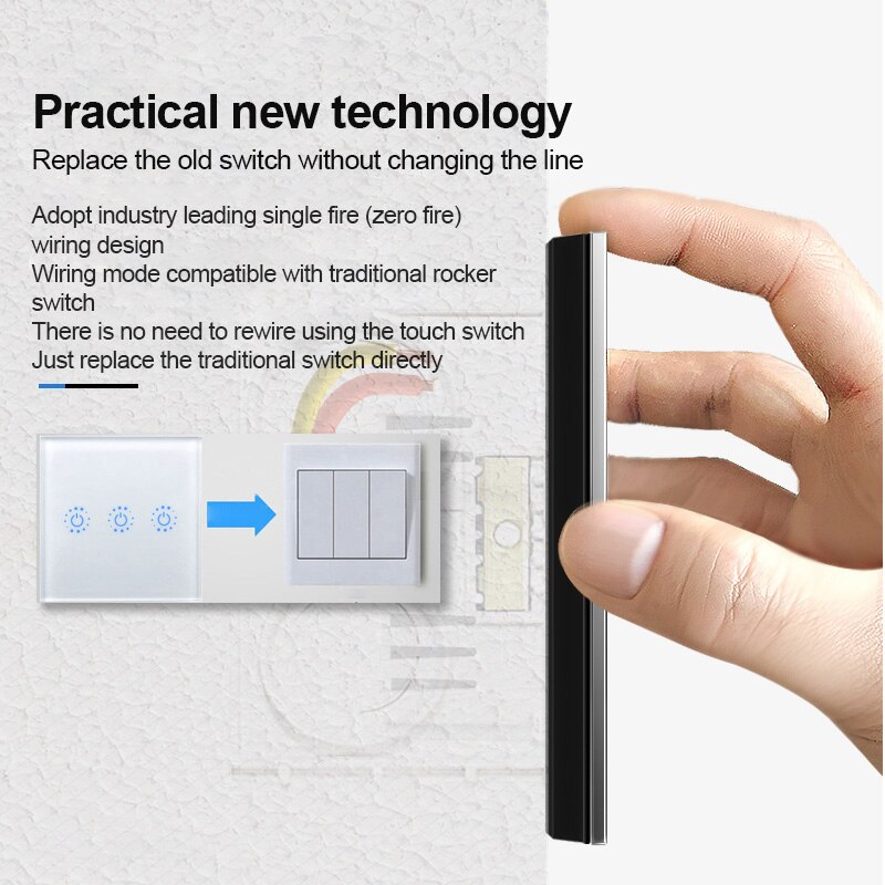 Tuya Wifi + Rf Glass Panel Eu Standard Touch Smart... – Vicedeal