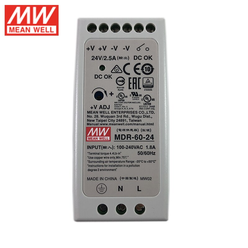 Original MEAN WELL MDR-60-24 60W 24V DIN Rail Swit... – Grandado