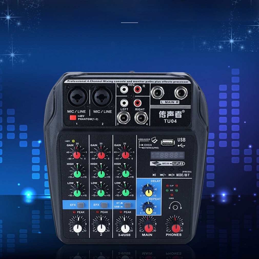 Sound card 4-channel mixer for home stage USB mini... – Grandado