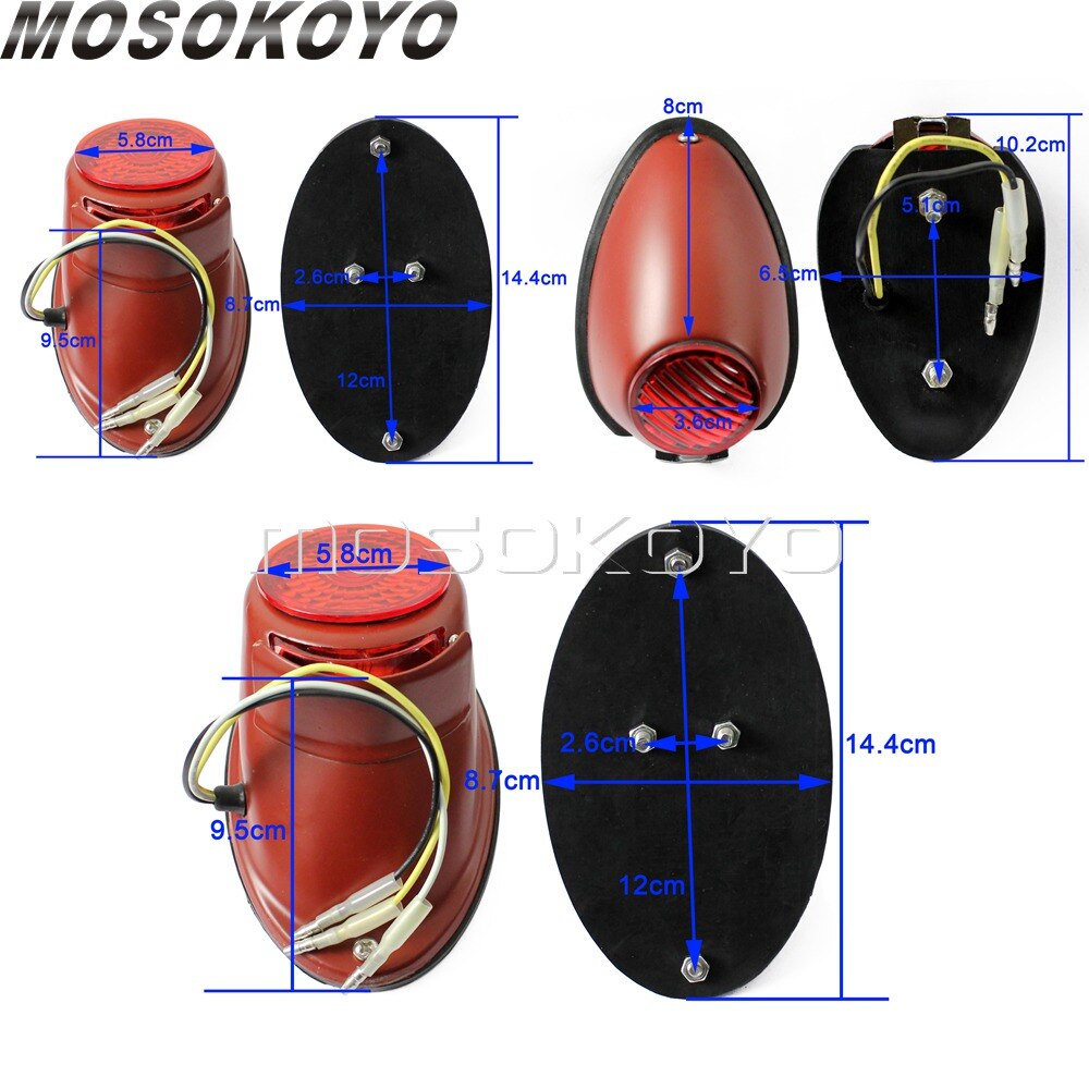 1 Set Motorfiets 12V Zijspan Spatbord Achterlichte... – Vicedeal