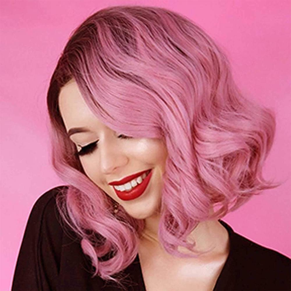 Lace Front Ombre Wig Pink Short Bob Synthetic Wig ... – Grandado