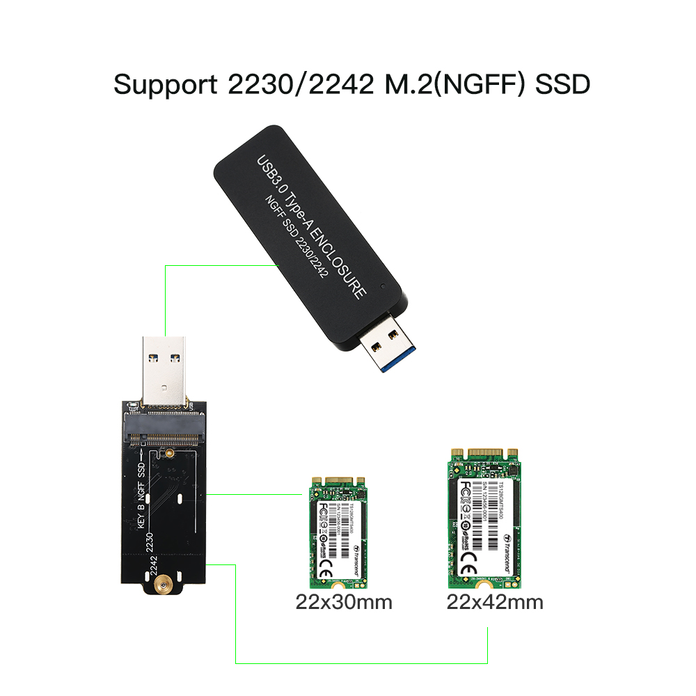 NGFF/M.2 SSD zu USB 3.0 Typ-EINE Tragbare Festplat... – Vicedeal