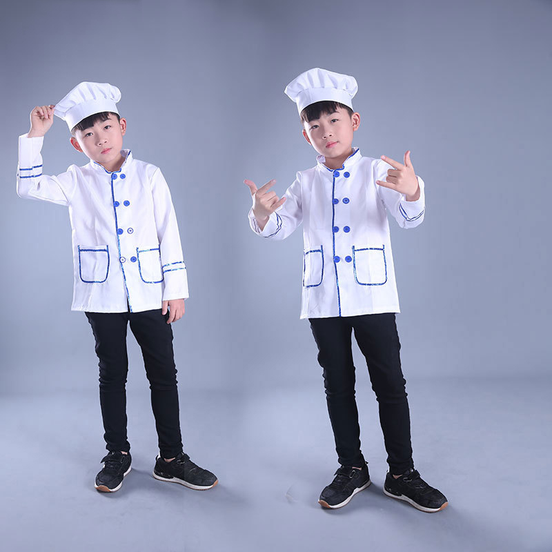 Cook Chef Jacket Uniform For Kids Boy Role Play Halloween Performance ...