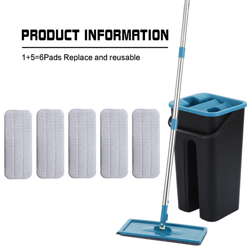 Squeeze Mop Bucket Wringer Set Flat Floor Mop Clea... – Grandado