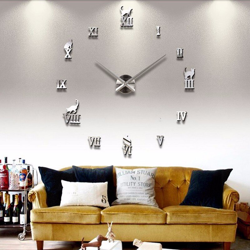 Large Wall Clock Stickers Quartz Needle 3D DIY Dec... – Grandado