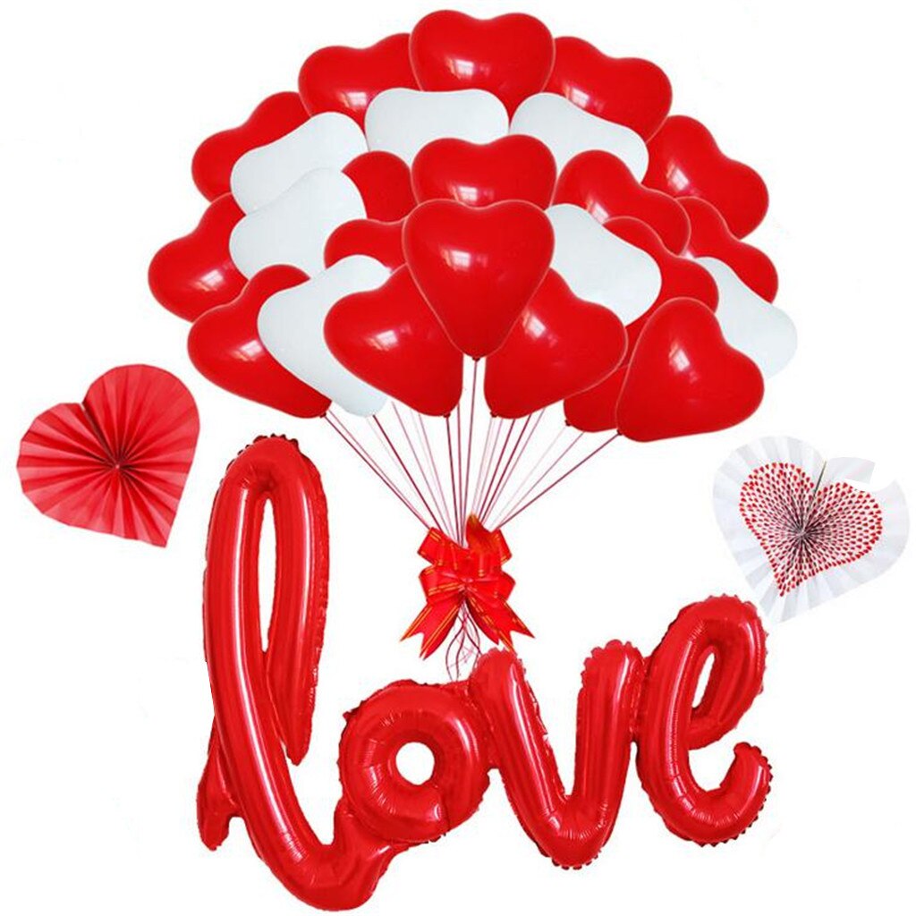 12 Inch Heart-shaped Latex Balloons Paper Fan Vale... – Vicedeal