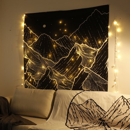 Night Mountain 3D Print Tapestry Christmas Led Sta... – Grandado