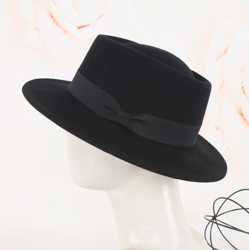 100% Wool Fedora Hat Bowtie Ribbon Warm Comfortabl... – Grandado