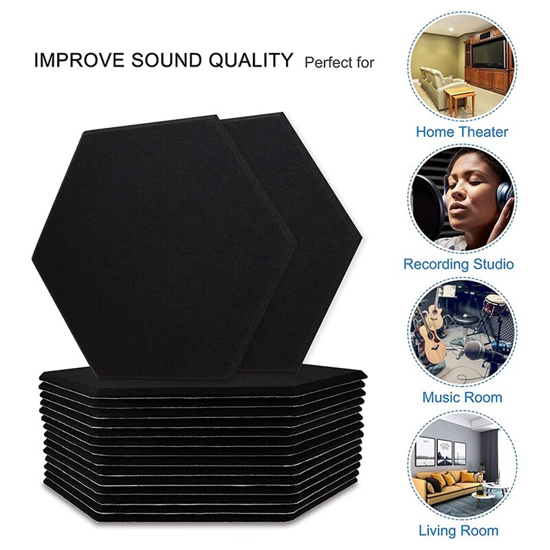 16 Pack Hexagon Acoustic Panels Beveled Edge Sound... – Vicedeal