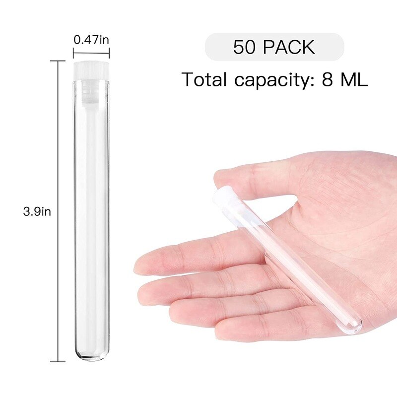 50pcs/pack 12x100mm Transparent Plastic Round-bott... – Grandado