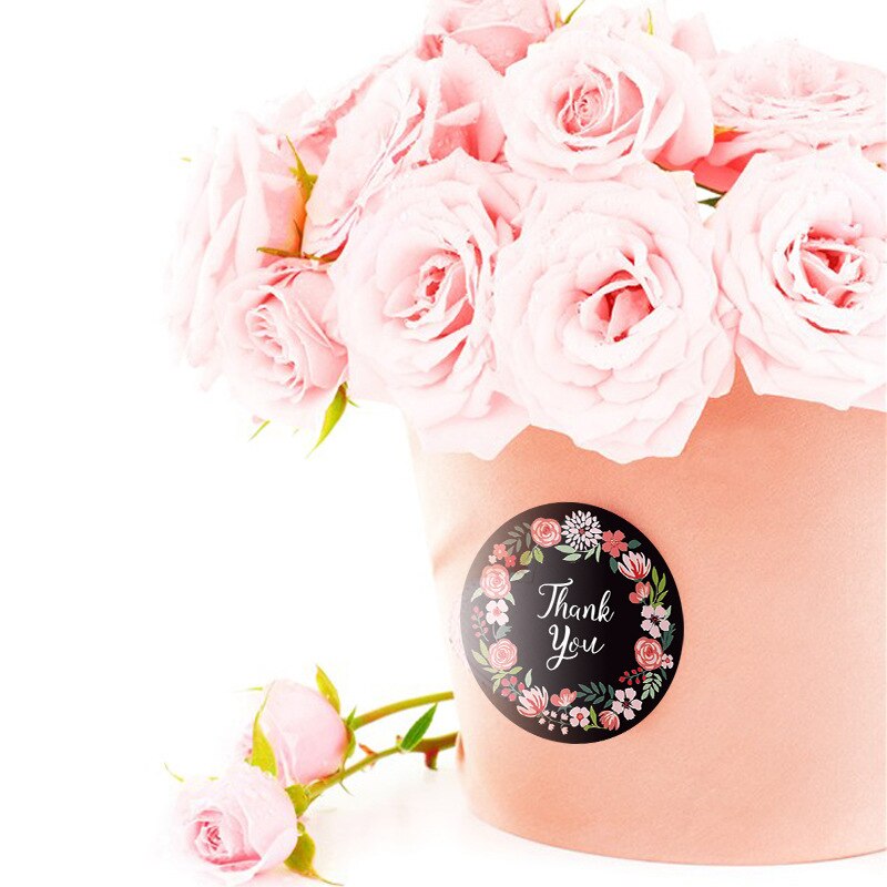 Thank You Flowers Sticker Paper Labels Round Rewar... – Grandado