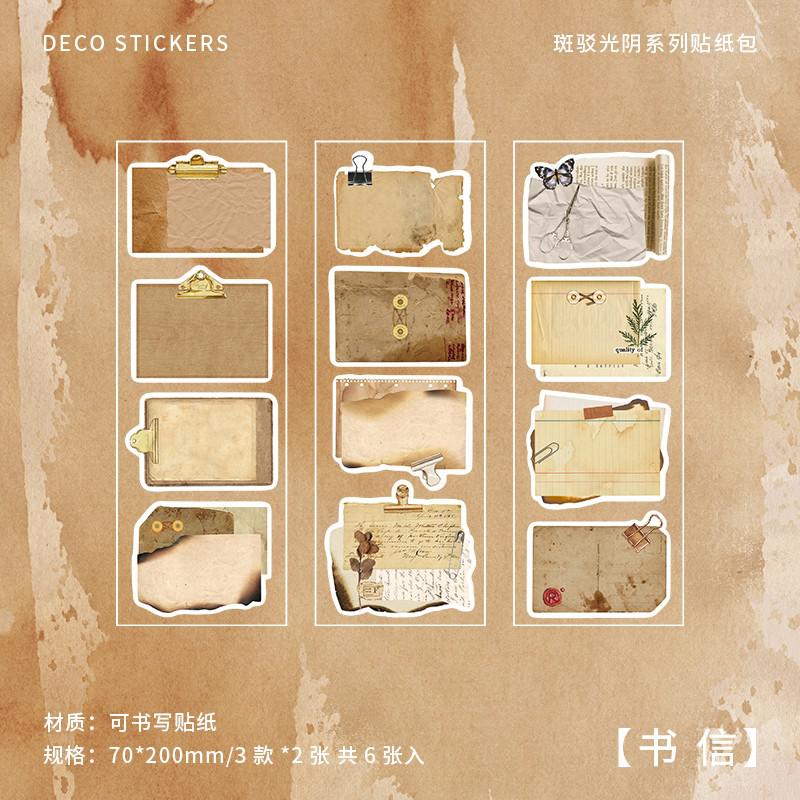 6 Sheets Vintage Scrapbook Paper Stickers Antique ... – Vicedeal