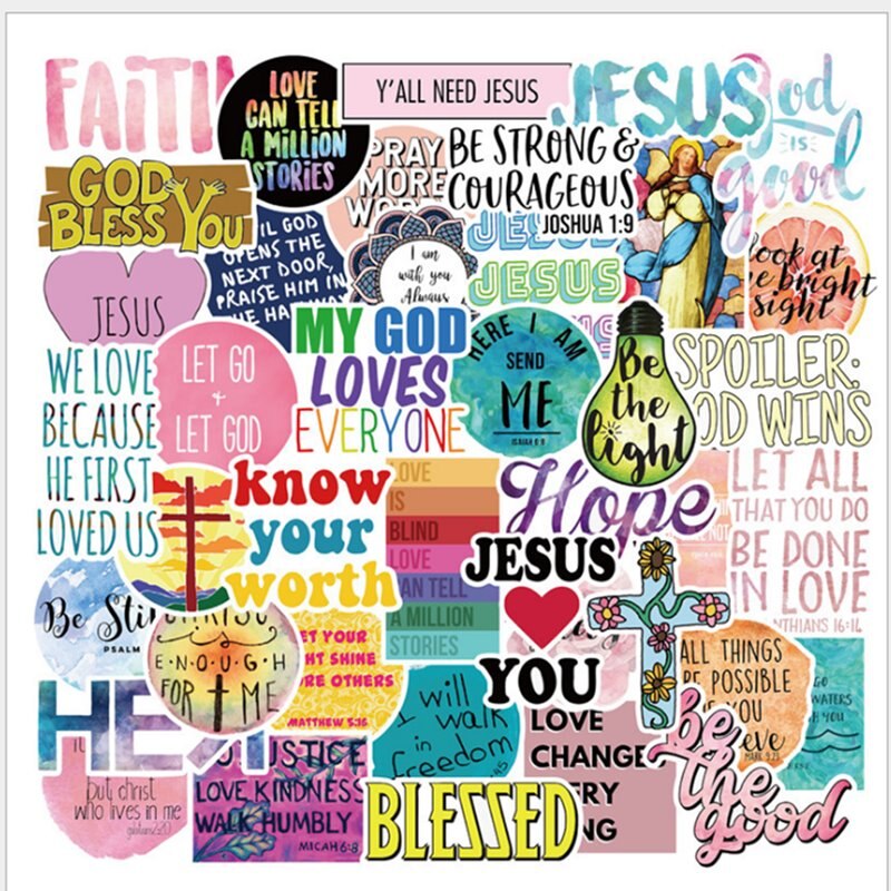 Jezus Christian Stickers Laptop Stickers Pack 50 P... – Vicedeal