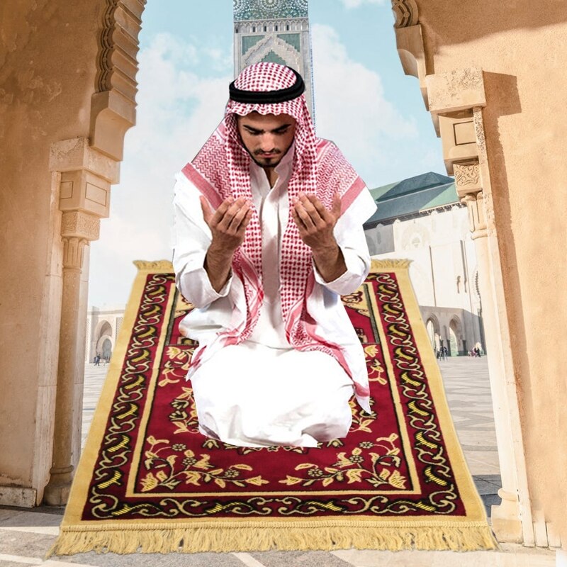 Turkish Islamic Muslim Prayer Mat Faux Cashmere Ve... – Grandado