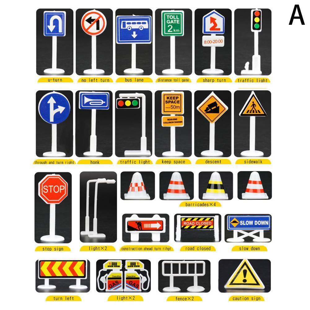 28 Pcs Car Toy Accessories Traffic Road Signs Kids... – Grandado