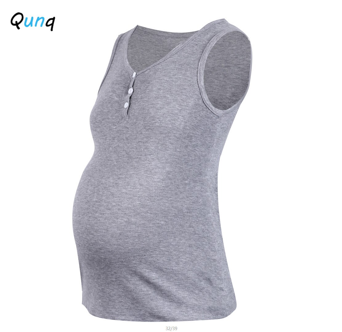 Qunq Gray Color Maternity Vest Summer O-neck Casua... – Grandado
