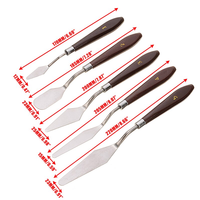 5pcs Wood Handle Painting Spatula Stainless Steel ... – Vicedeal
