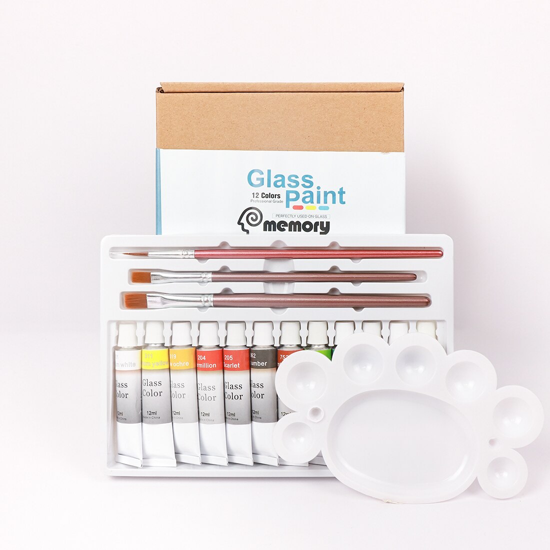 Memory 12 Colors Acrylic Glass Paints Set Art Pain... – Grandado