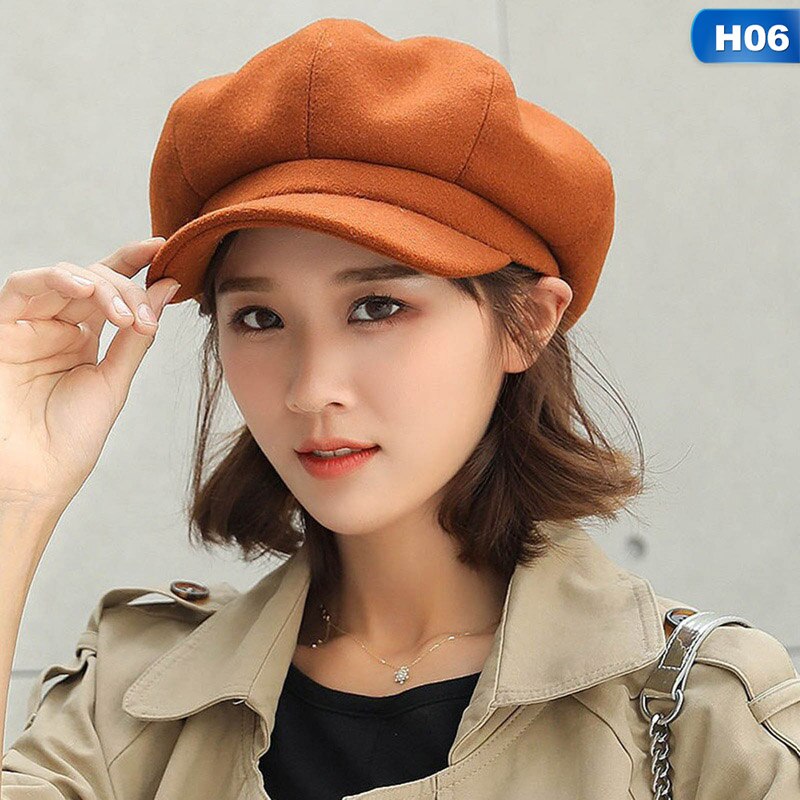Woolen Octagonal Cap Hats Female 7 Colors Autumn W... – Grandado
