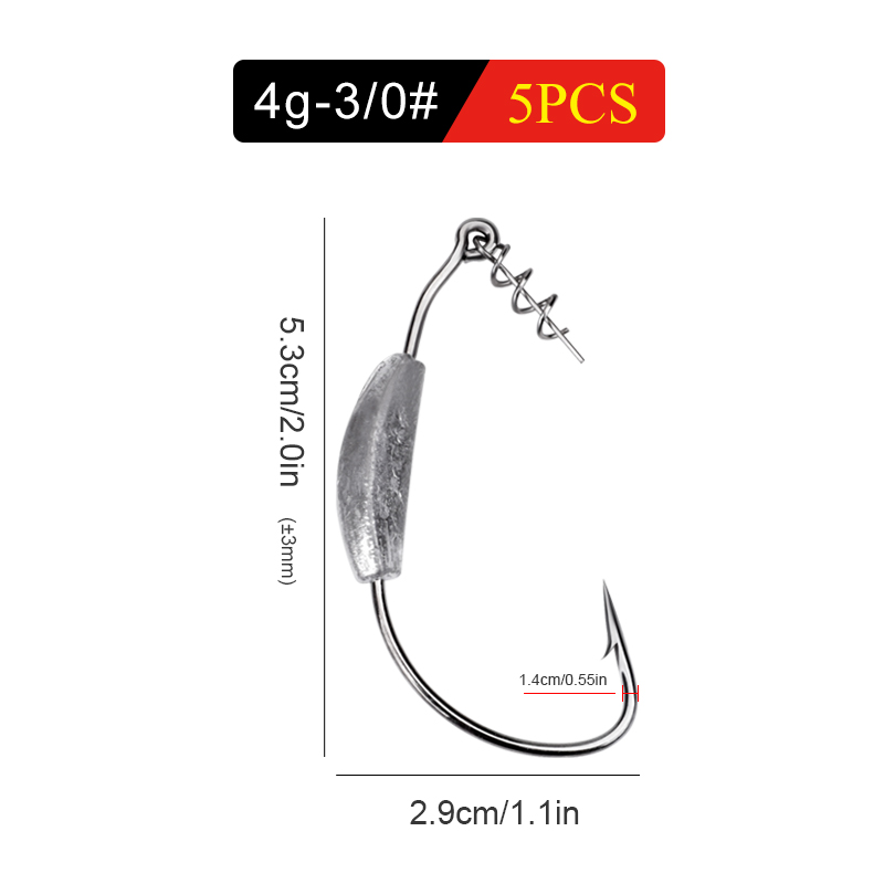 FTK 5Pcs Offset Fishing Hooks Weighted Crank Hook ... – Grandado