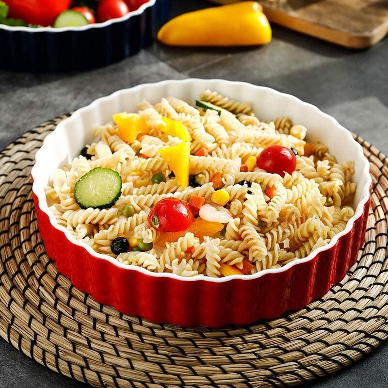 8 Inch Ceramic Round Cheese Baked Plate Pan High T... – Vicedeal