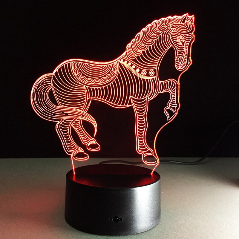 3D Lamp Horse LED Illusion Animal Desk Table Night... – Grandado