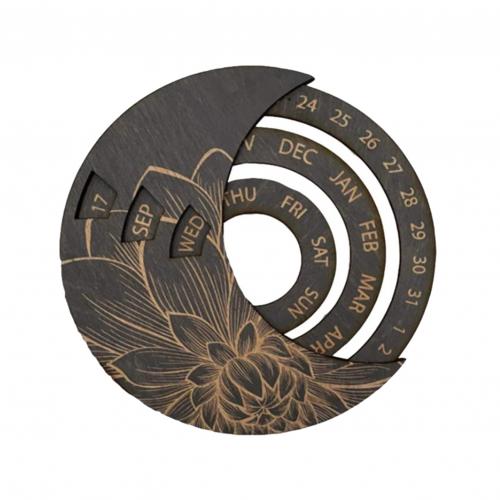 Everlasting Retro Wooden Calendar Round Perpetual ... – Grandado