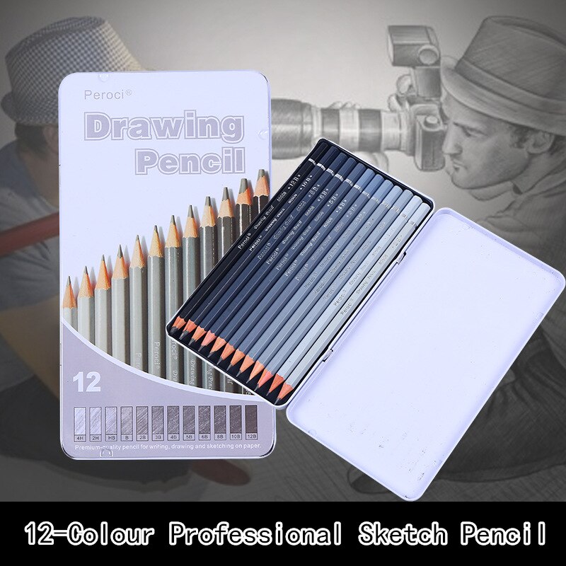 12 kleur Professionele Schets Potlood Voor Art Tek... – Vicedeal