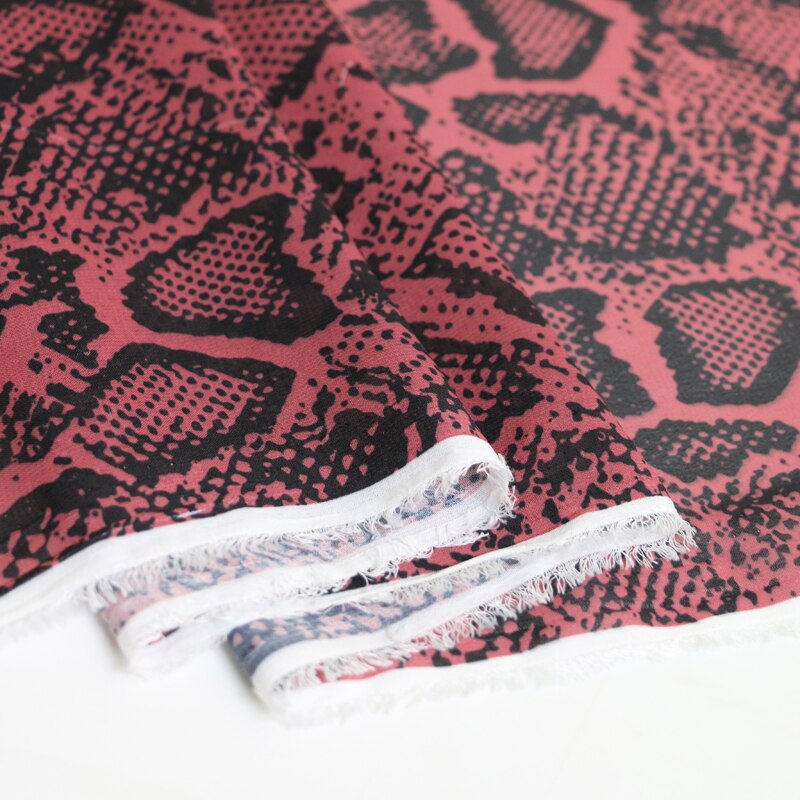 100cm*148cm Vintage Red Snake Print Chiffon Fabric... – Grandado