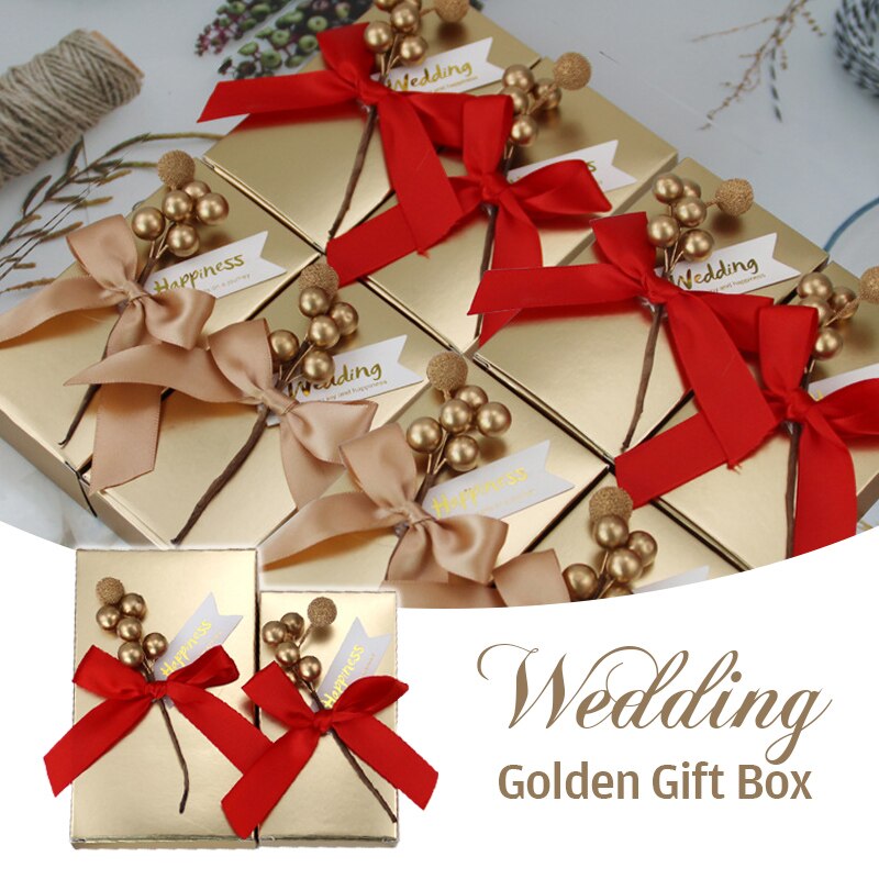 20pcs Golden Bag Box Bow Decor Storage Favours Can... – Vicedeal