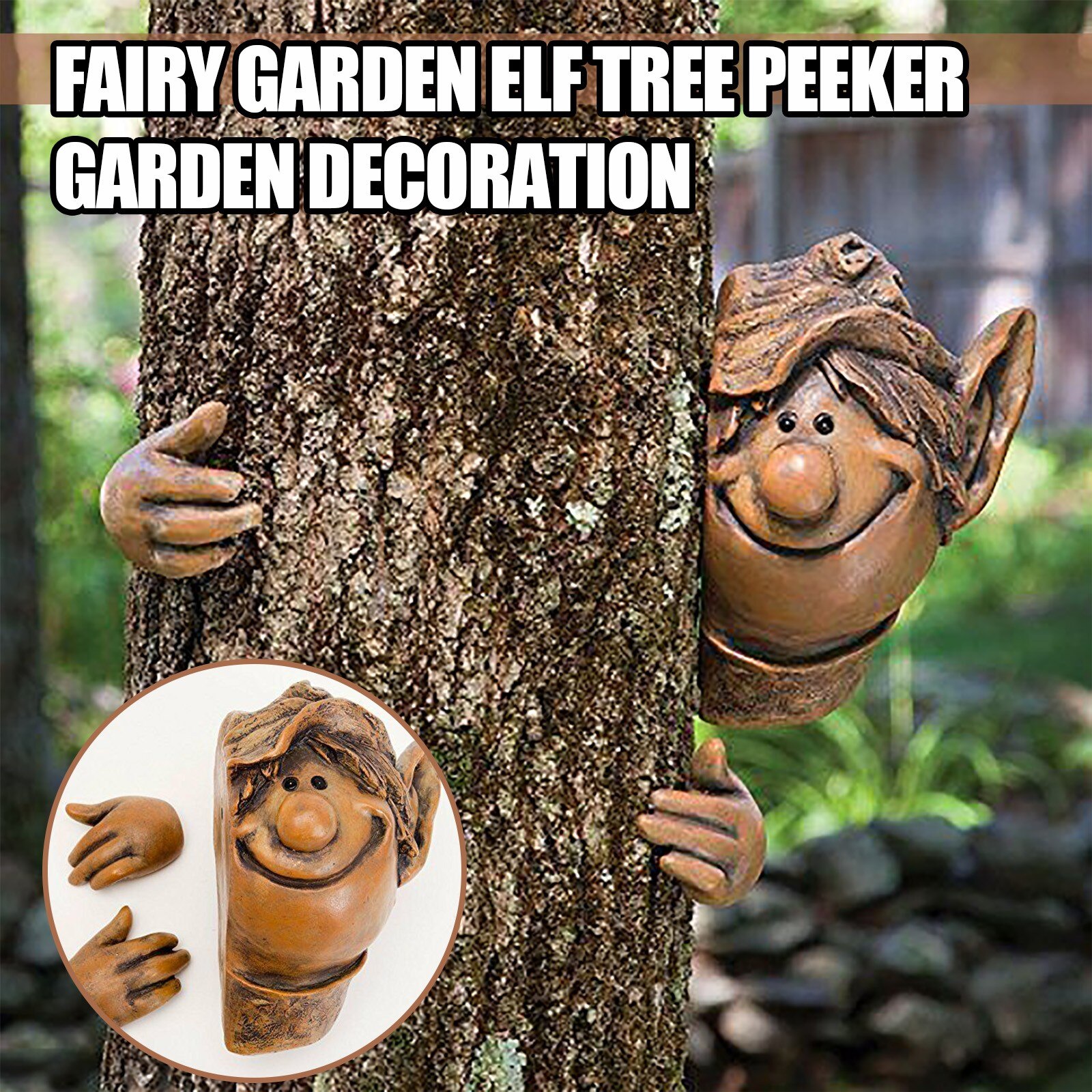 40# Garden Peeker Elf Tree Outdoor Tree Sculpture ... – Vicedeal