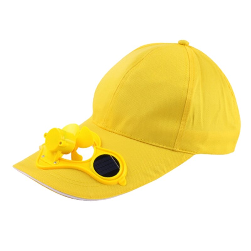 Yellow Solar Powered Fan Summer Sport Outdoor Hat ... – Vicedeal