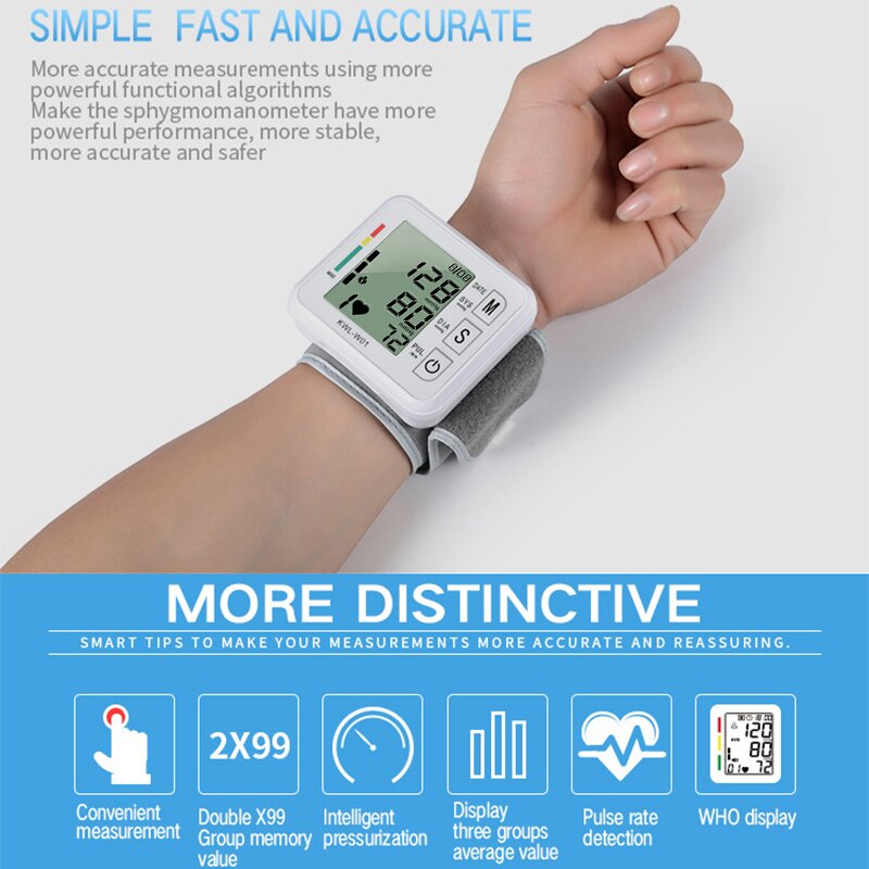 Portable Automatic Digital LCD Display Wrist Blood... – Grandado
