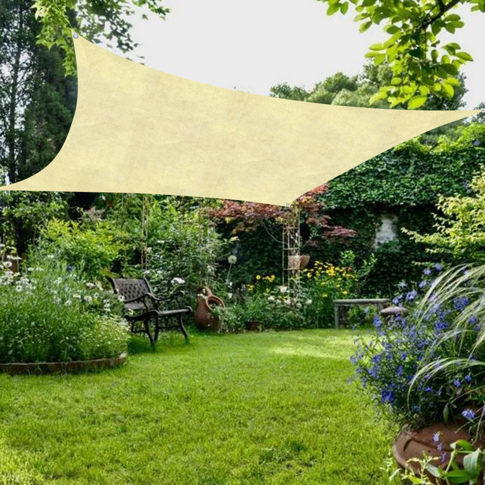 Outdoor Backyard PE Sun Shade Sail Rectangular Pla... – Grandado