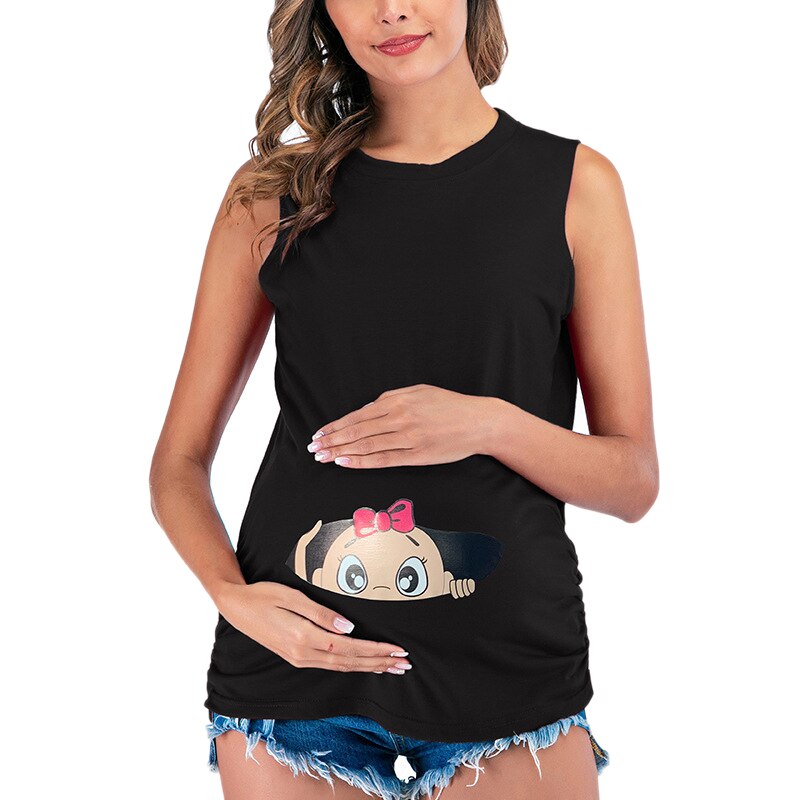 Maternity Vest Sleeveless Clothes Cute Cartoon Bab... – Vicedeal