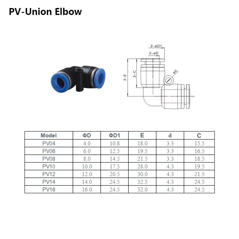 PV L Shaped Elbow Pneumatic Fittings 4/6/8/10/12/1... – Vicedeal