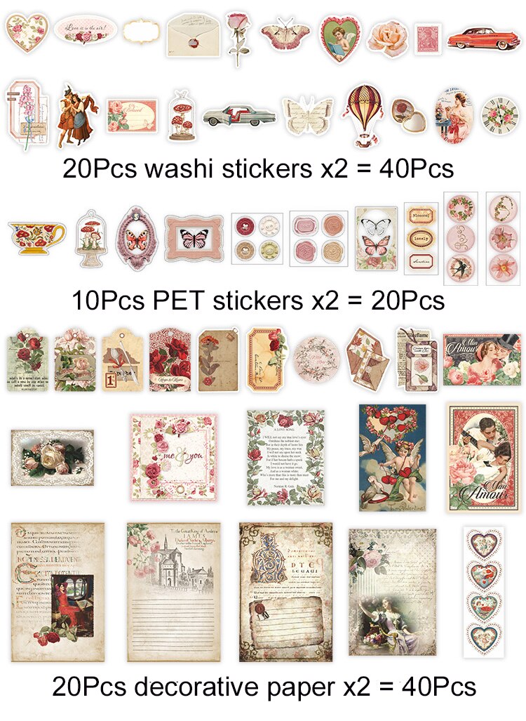 100 Stks/set Vintage Scrapbooking Stickers Diy Jou... – Vicedeal