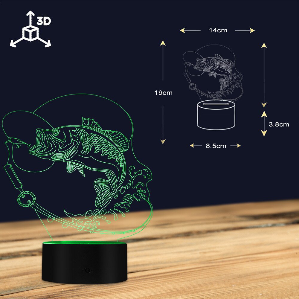 Fishing LED Lighted Sign Fishing Big Fish 3D LED D... – Grandado