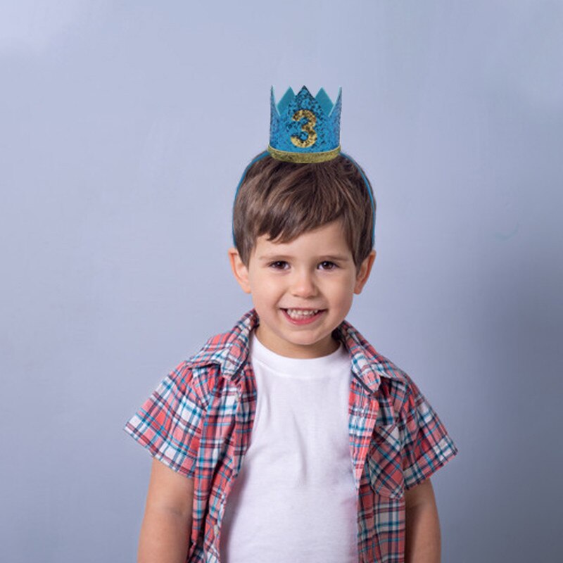 1Pcs Blue 1 2 3 Birthday Crown Headband Boy 1st Bi... – Grandado