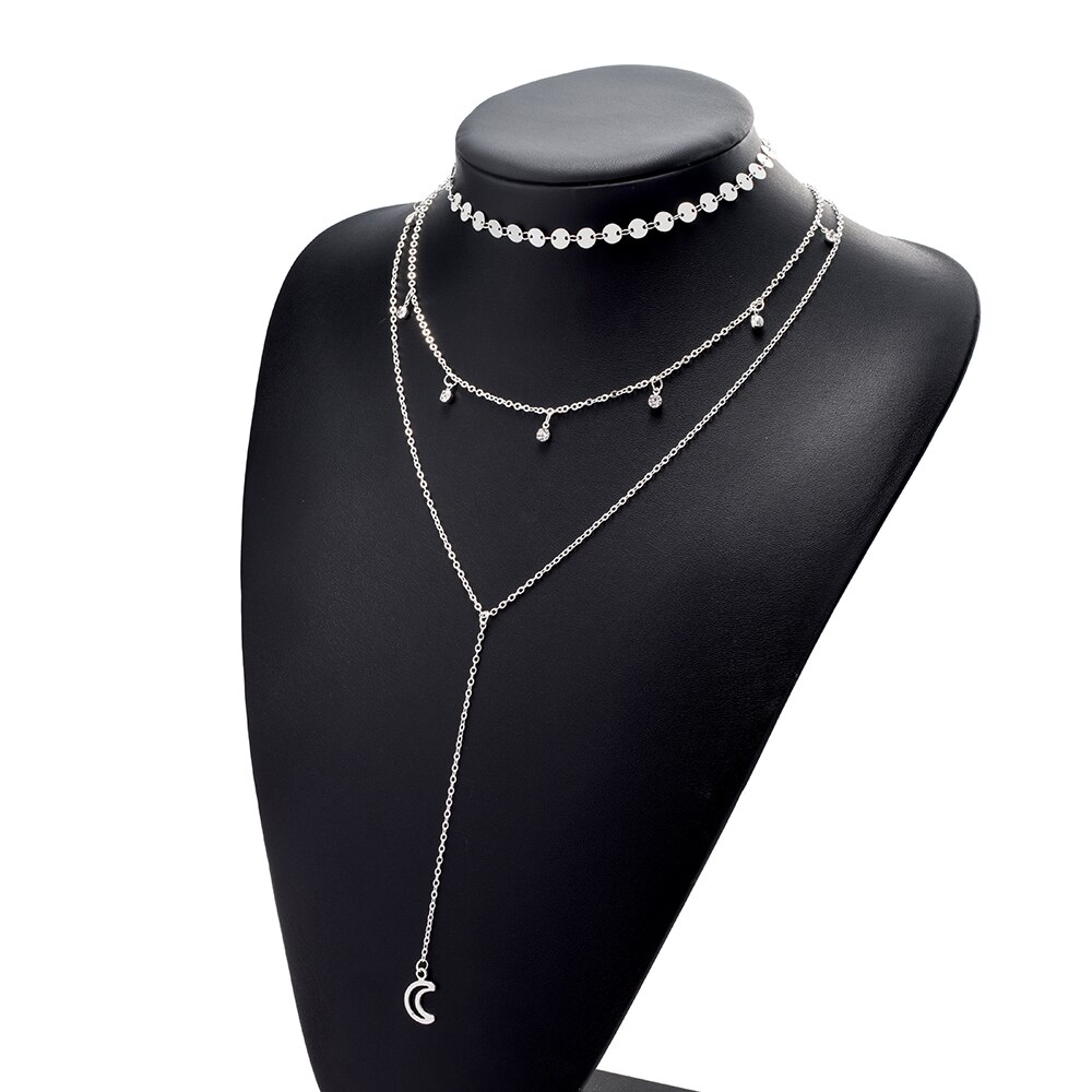 Vienkim Bohemia Multilayer Necklace Wafer Chain Cr... – Grandado