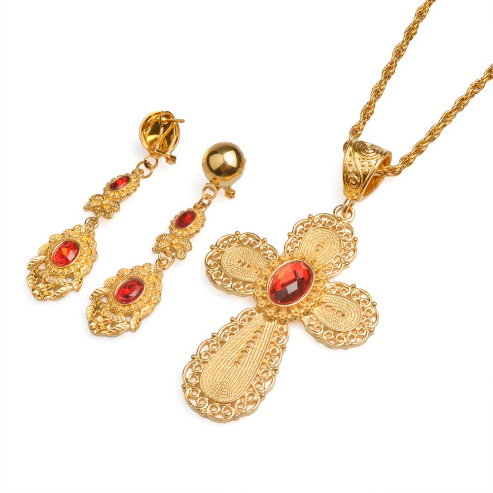 Gold Color Ethiopian Habesha Big Cross Pendant Nec... – Grandado