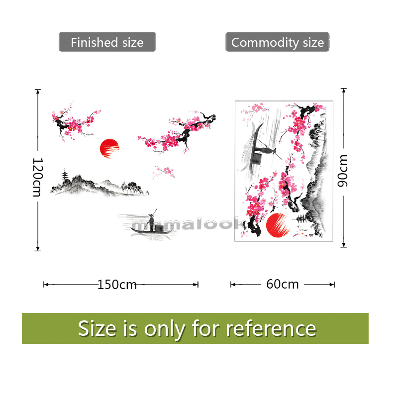 Plum Sunrise landscape Chinese style art Wall stic... – Vicedeal