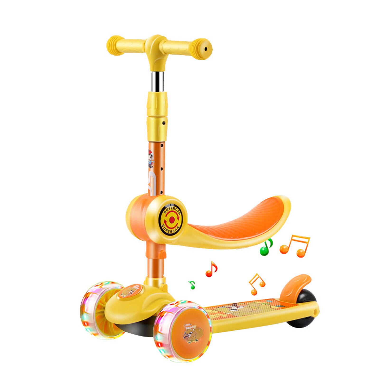 Kids Adjustable Kick Scooter Foldable Seat Flashin... – Grandado