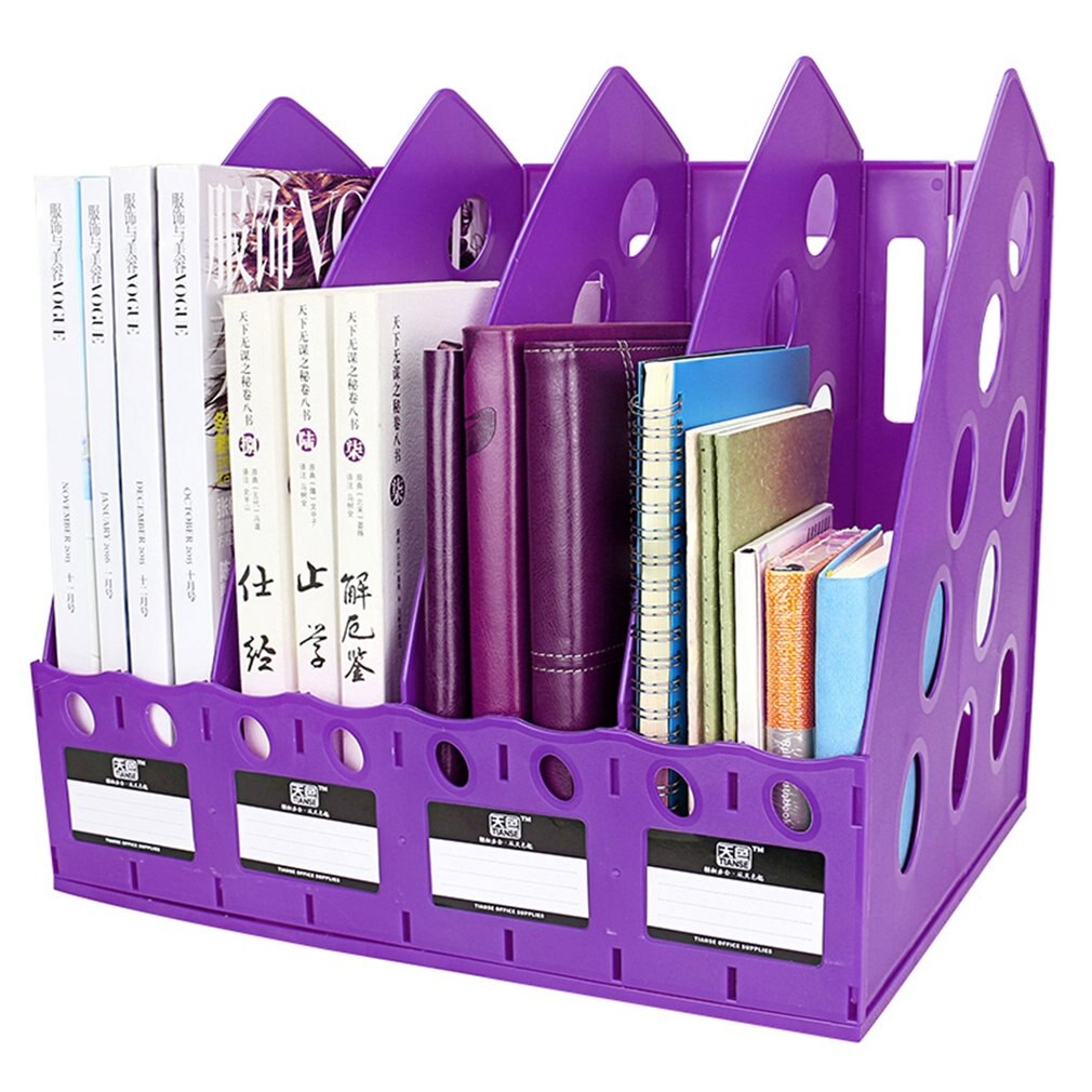 TIANSE TS-1306 Plastic Bookshelf 4 Section Divider... – Grandado