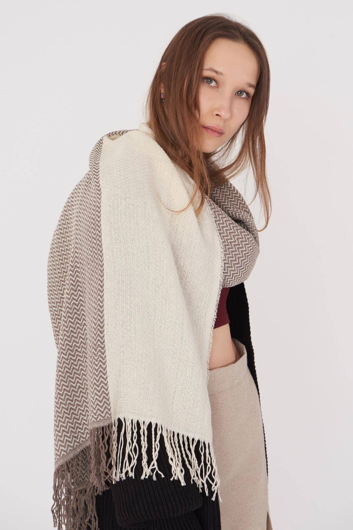 Chal de para mujer, Mantón largo Beige, marrón, – Grandado