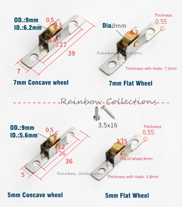 W5mm/7mm Window Screen Pulley Aluminum alloy Plast... – Grandado