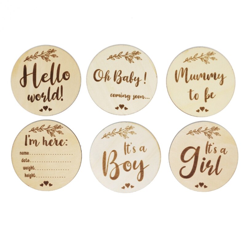6 Pcs/set Newborn Wooden Month Milestone Cards Han... – Grandado