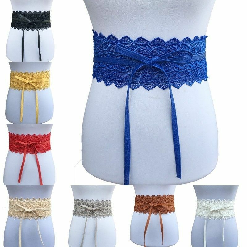Women Lady Stretch Buckle Waist Belt Wide Lace Ela... – Grandado