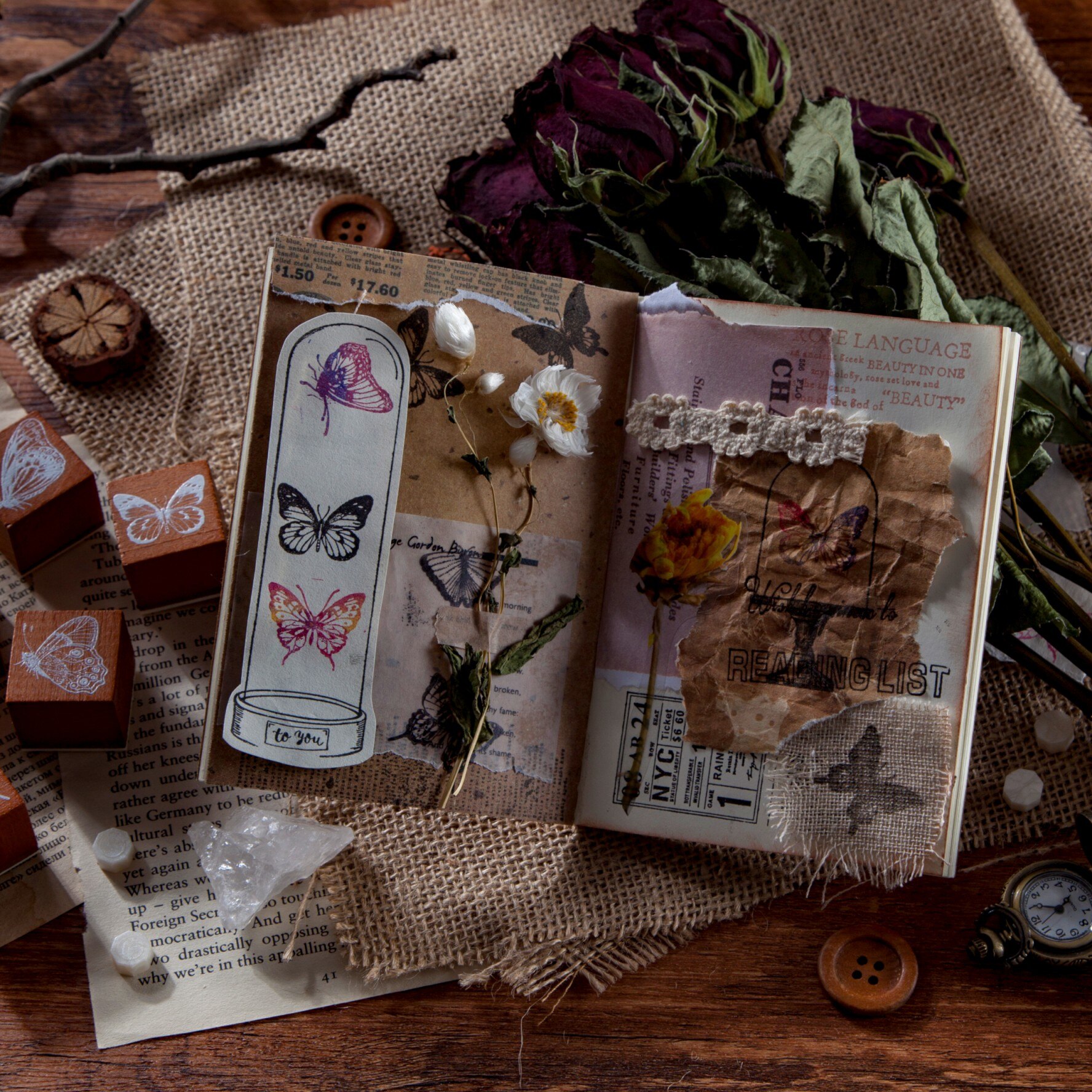 Vintage Butterfly specimen series decoration stamp... – Grandado