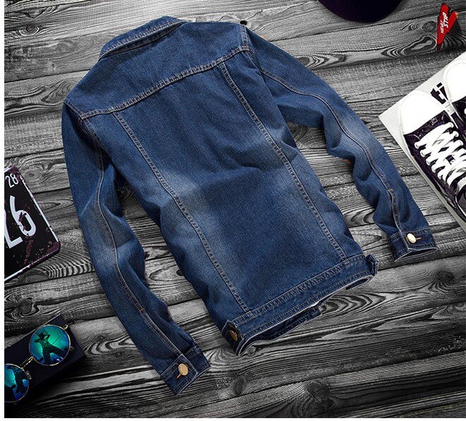 Mannen Warme Jeans Jas Fit Blauw Jassen Gewassen D... – Vicedeal